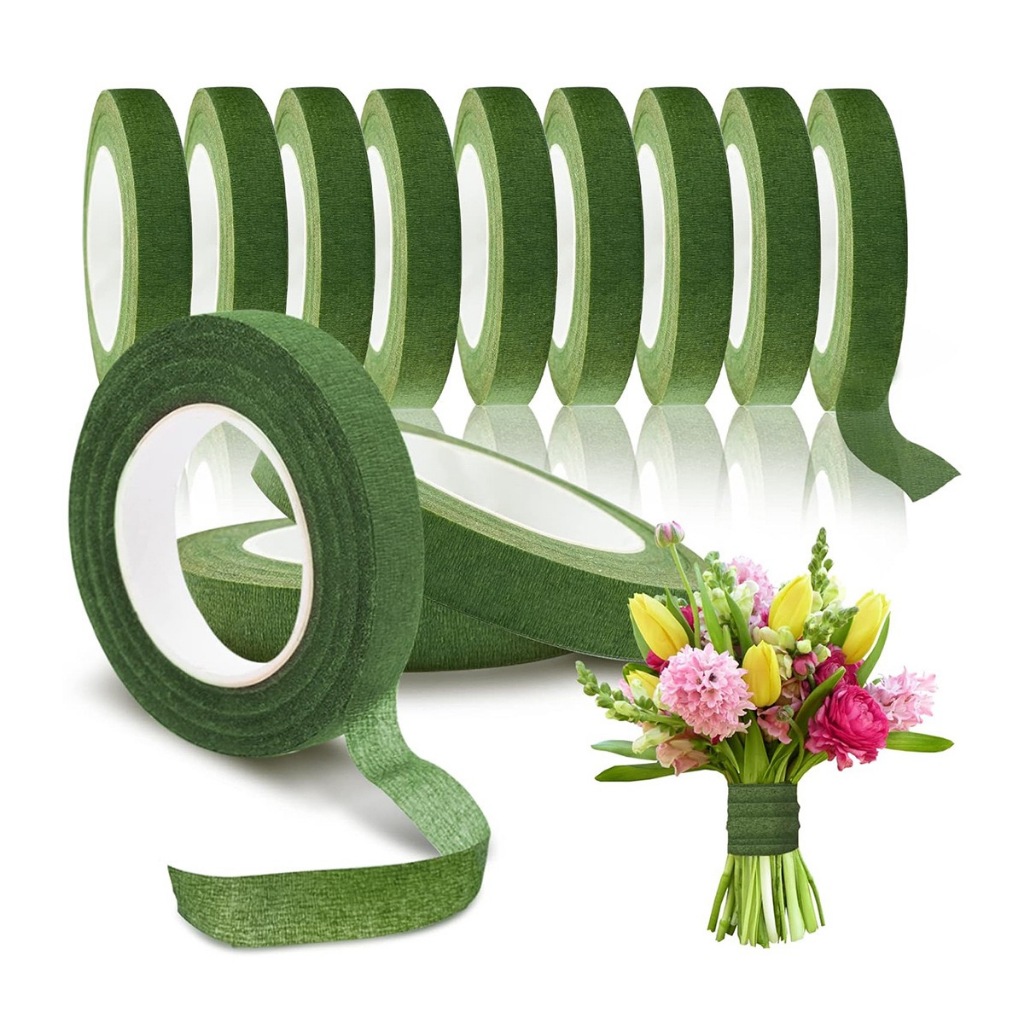 Floral green paper tape handmade dIy material rose bouquet rod wire ...