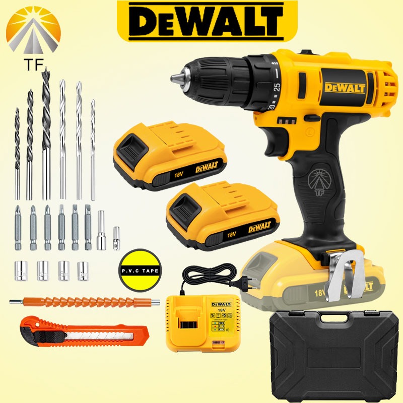 DeWalt 18V Cordless Drill Driver With Lithium Batteries 3 WORKING MODE ...