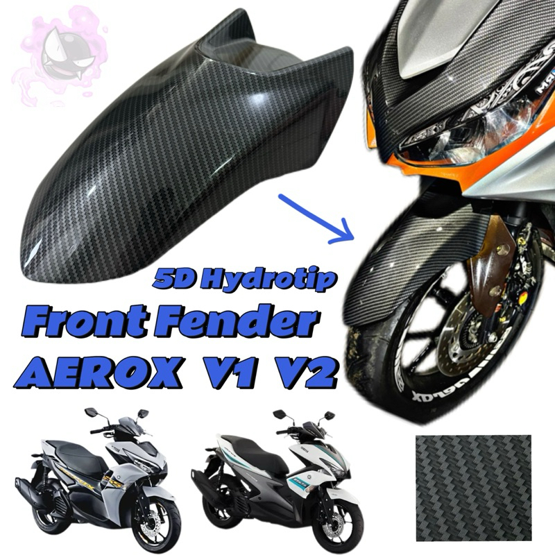 AEROX V2 Front Fender (Carbon) 5D Hydrotip Front Fender For AEROX V1 ...