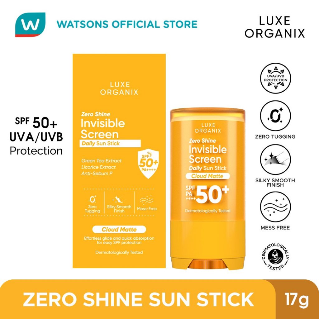 LUXE ORGANIX Zero Shine Invisible Screen Daily Sun Stick SPF 50 17g ...