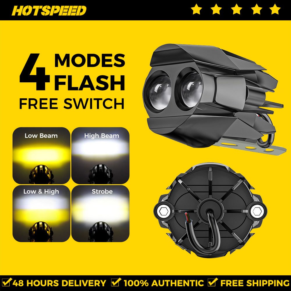 Hotspeed 1pc Mini Driving Light 4 Modes Led Lights For Motorcycle