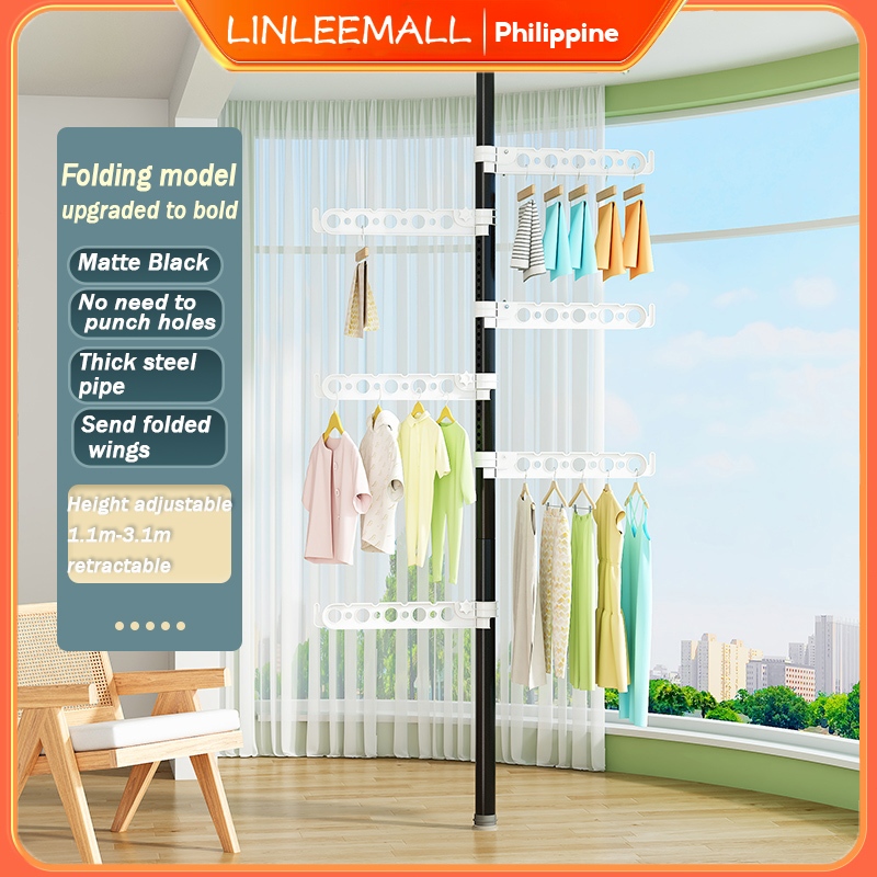 COD Adjustable Sampayan Clothes Rack Stand Floor To Ceiling Tension ...