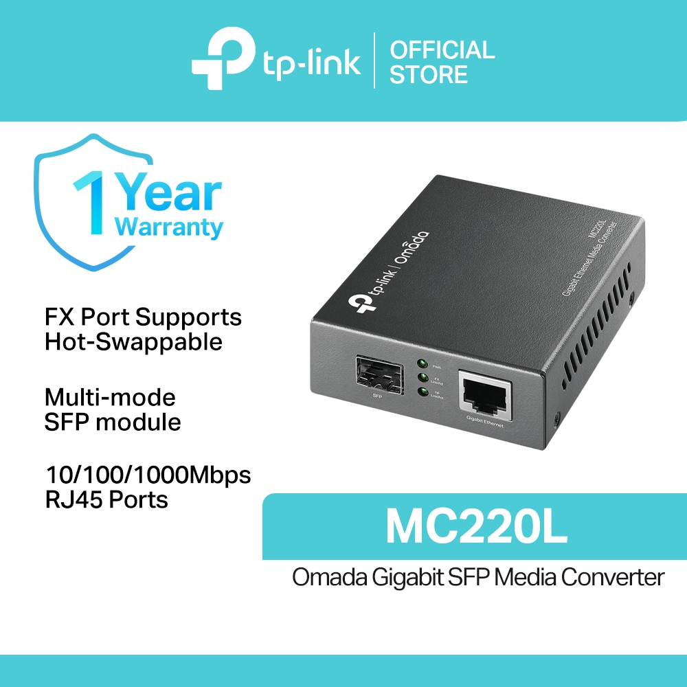 TP-Link | MC220L | Gigabit | SFP | RJ45 | Fiber | Media | Converter ...