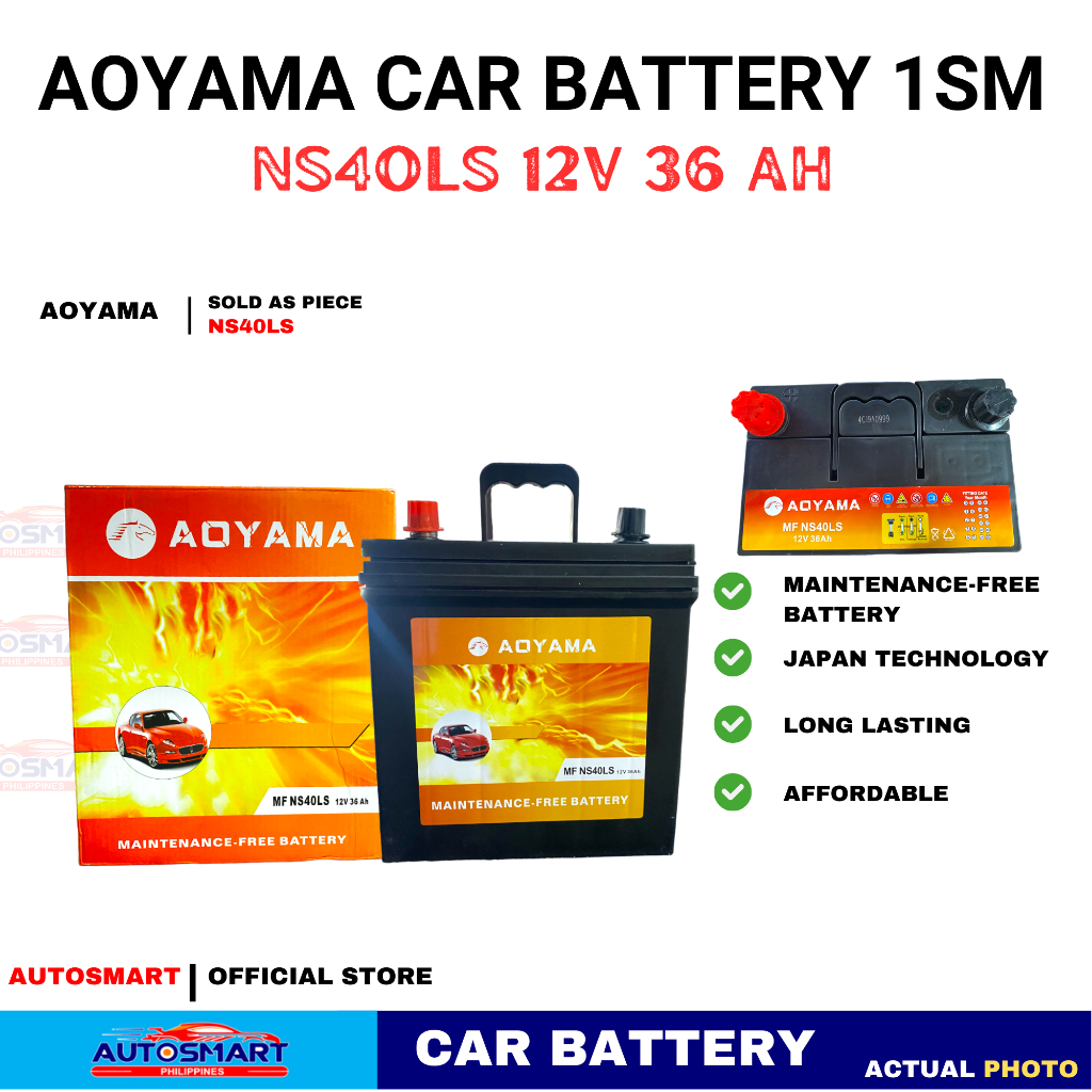 AOYAMA CAR BATTERY 1SM NS4OLS 12V 36 AH | Shopee Philippines