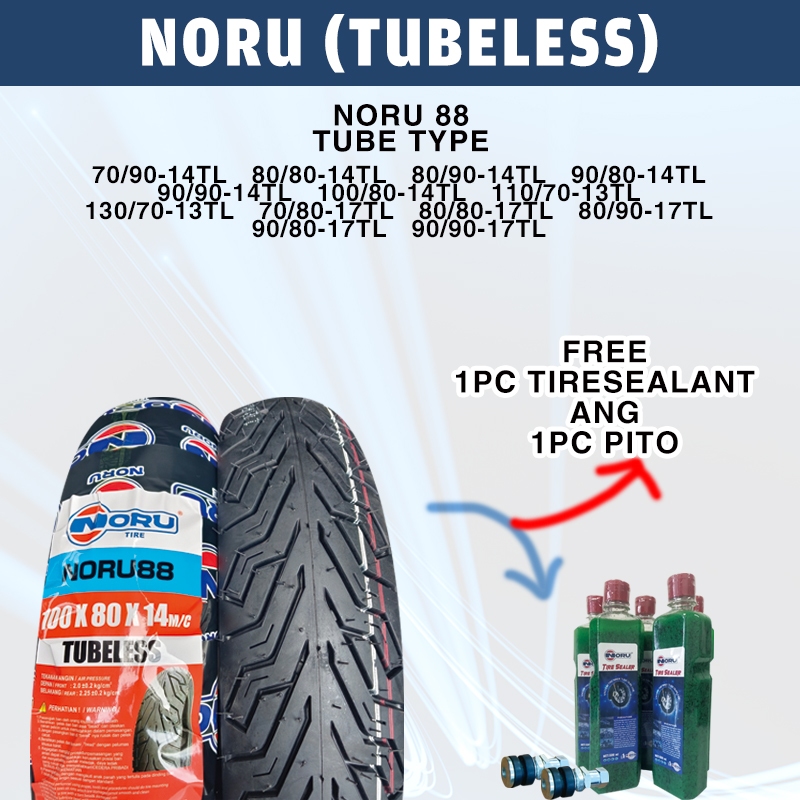 NORU MOTORCYCLE TIRE TUBELESS FREE 1 PCS TIRE SEALANT AND 1 PCS PITO ...
