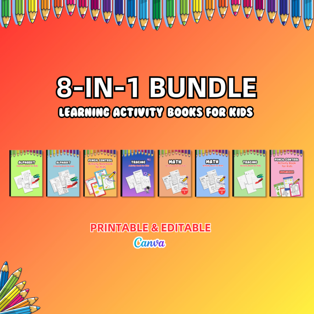 8-in-1 Bundle Learning Activity Books for Kids - Editable | Shopee ...