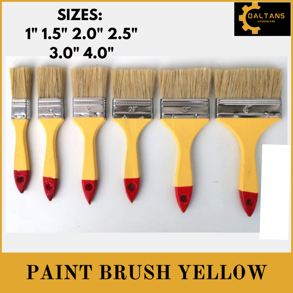 MMT PAINT BRUSH YELLOW WOOD MMT HANDLE SIZES 1, 1.5, 2.0, 2.5, 3.0, 4.0 ...