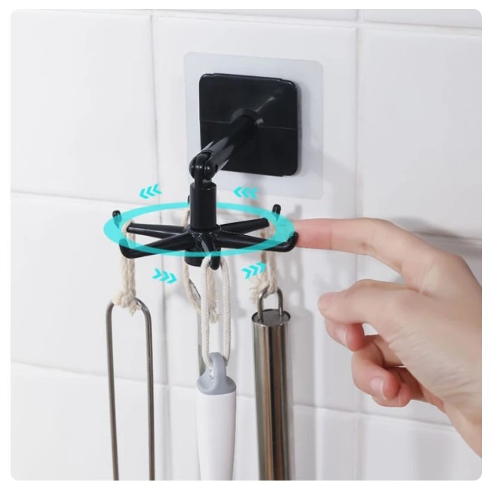 TSE 360° Rotatable Hooks Kitchen Utensil Hanger Self Adhesive Wall ...