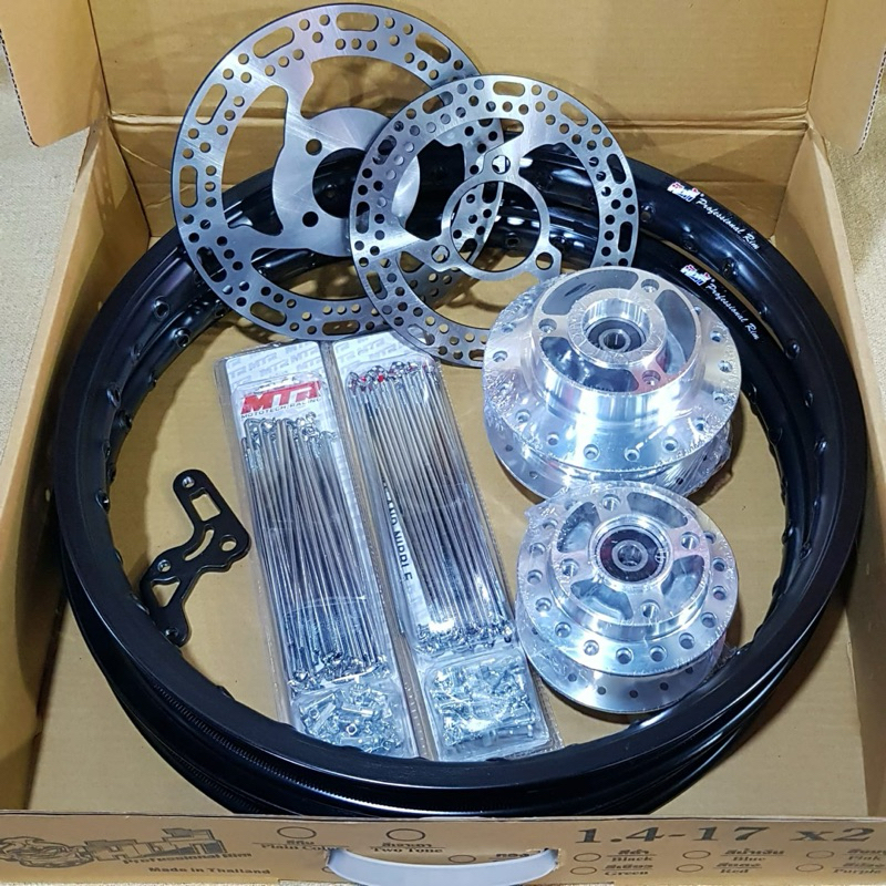 RAIDER 150 carb fi RIM SET black pink 1.4 all hub with bearing chrome ...