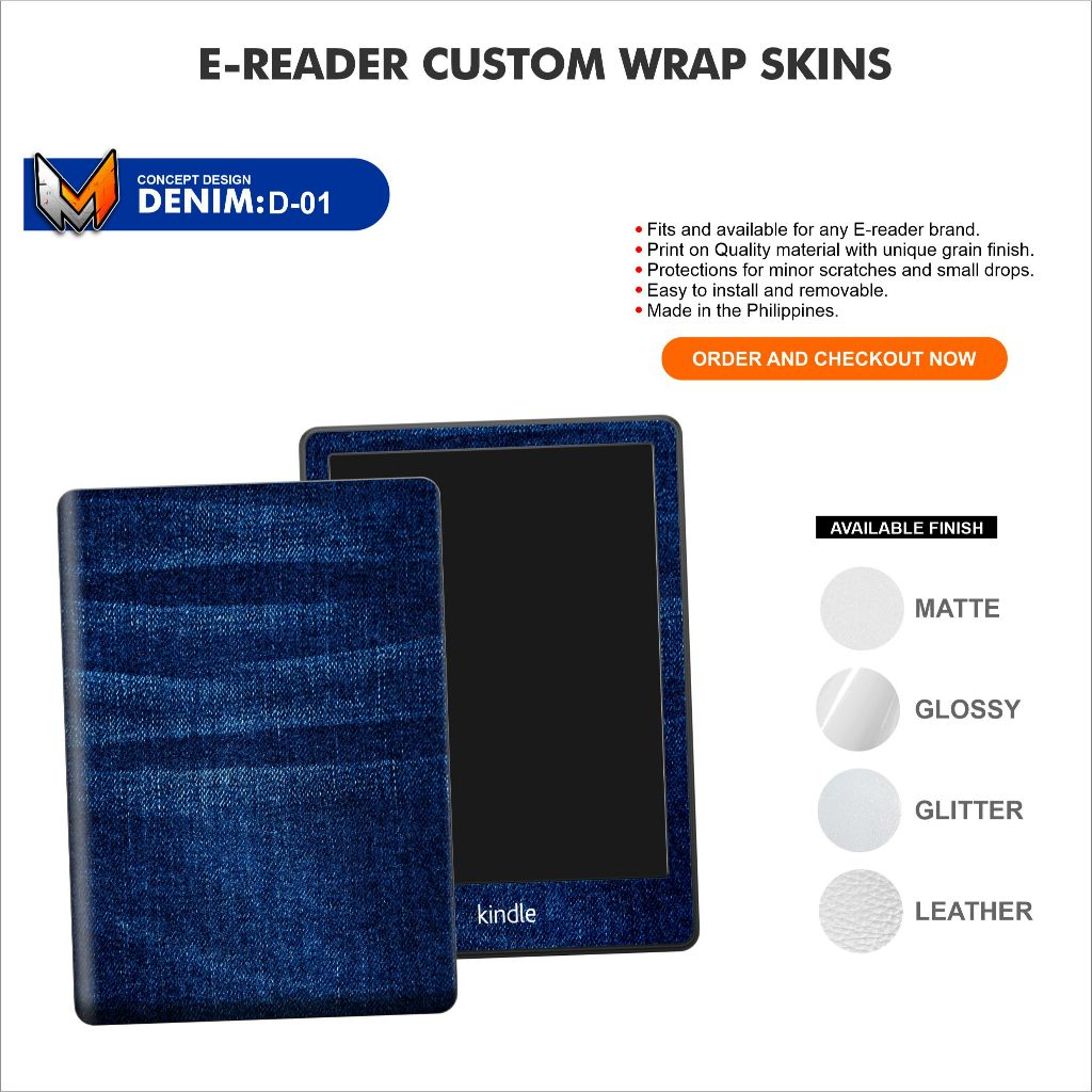 E-reader Denim Design Skins (send your exact unit and design/color upon ...