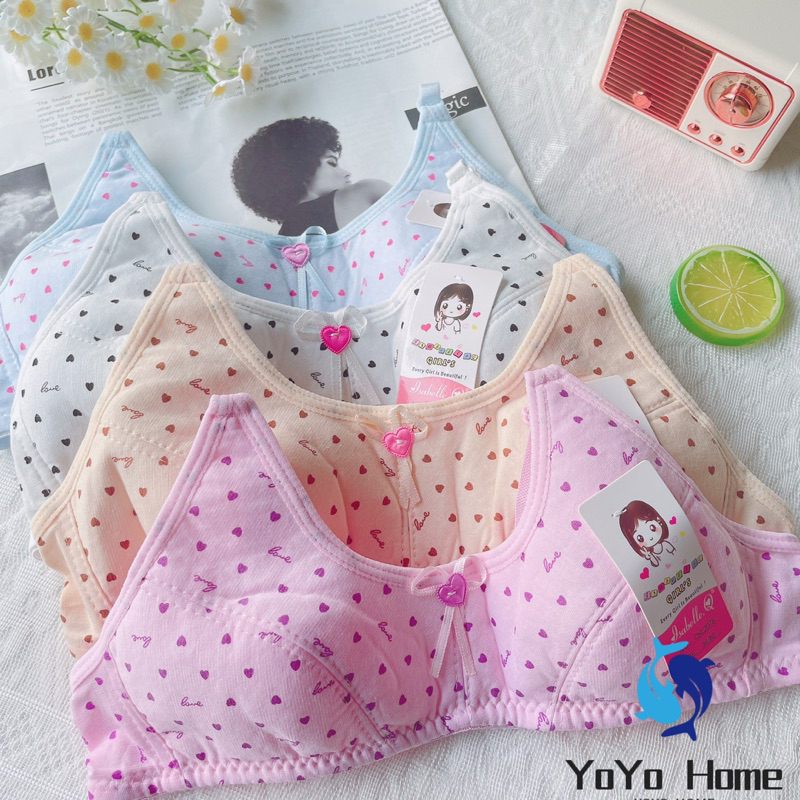 #2078 3pcs heart design good baby bra for teens kids girls 8-12 years ...