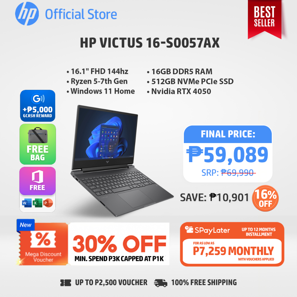 HP Gaming Laptop Victus | 15 inch | Ryzen 5 | 8GB | 512GB | 2 yr wty ...