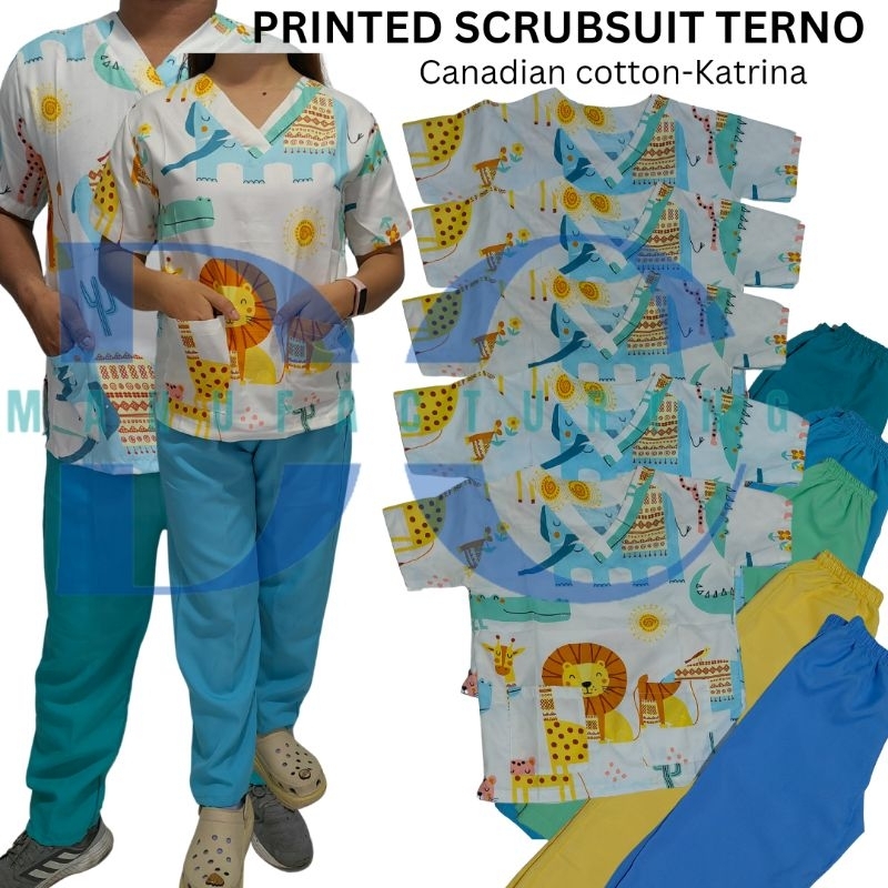 DC Printed Scrub Suit Terno for men and women/Canadian cotton-Katrina ...