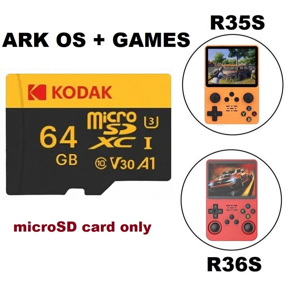KODAK 64GB microSD card for R35S R36S w/ 15,000+ GAMES & updated ARK OS | Shopee Philippines