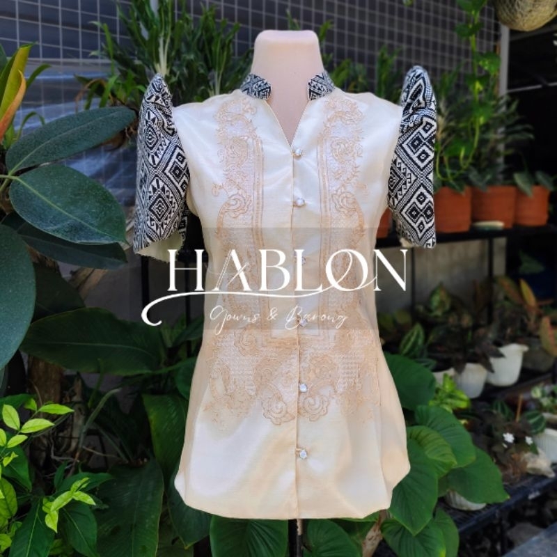 HABLON Modern Ladies Barong Blouse Filipiniana Batik Woven Mestiza ...