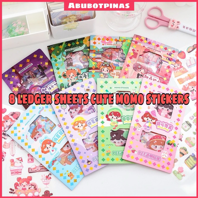 8 ledger sheets/pack Cute Cartoon Momo Sticker Ledger Decorative ...