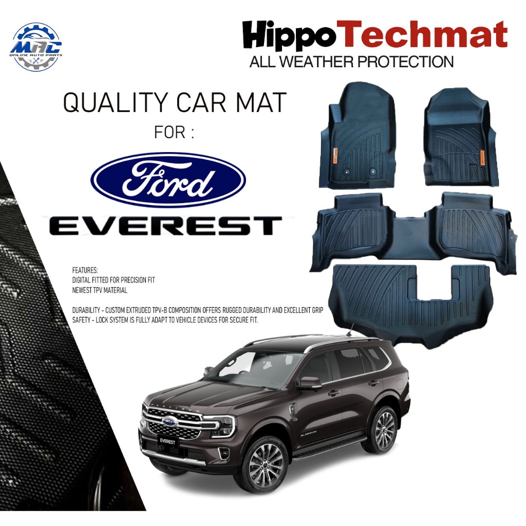 HIPPO TECHMAT for Ford Everest 2023 - 2024 Deep Dish matting Thailand Version 2 | Shopee Philippines