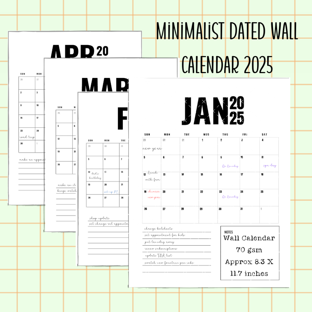 Minimalist Dated Wall Calendar 2025 Planner Calendar | Shopee Philippines