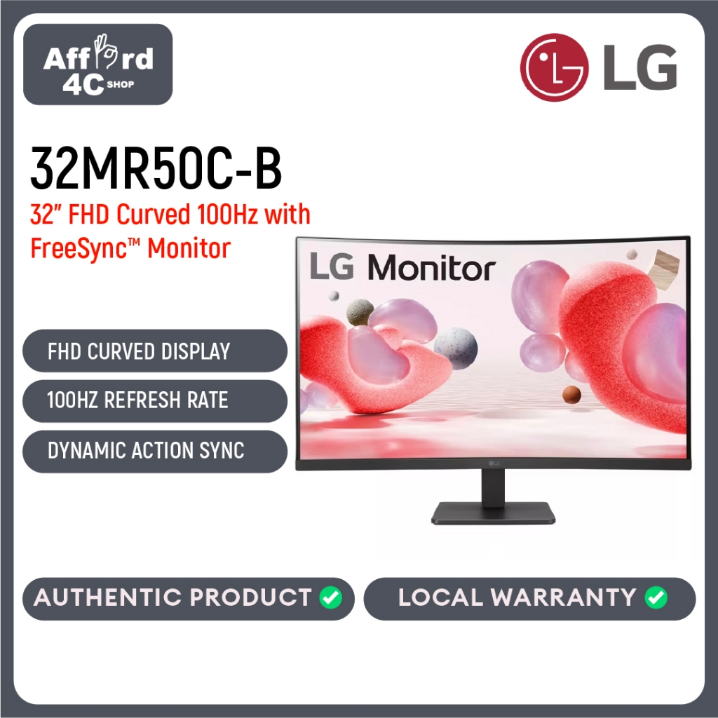 LG 32MR50C-B 32-inch FHD Curved Monitor 100Hz, AMD FreeSync, OnScreen ...