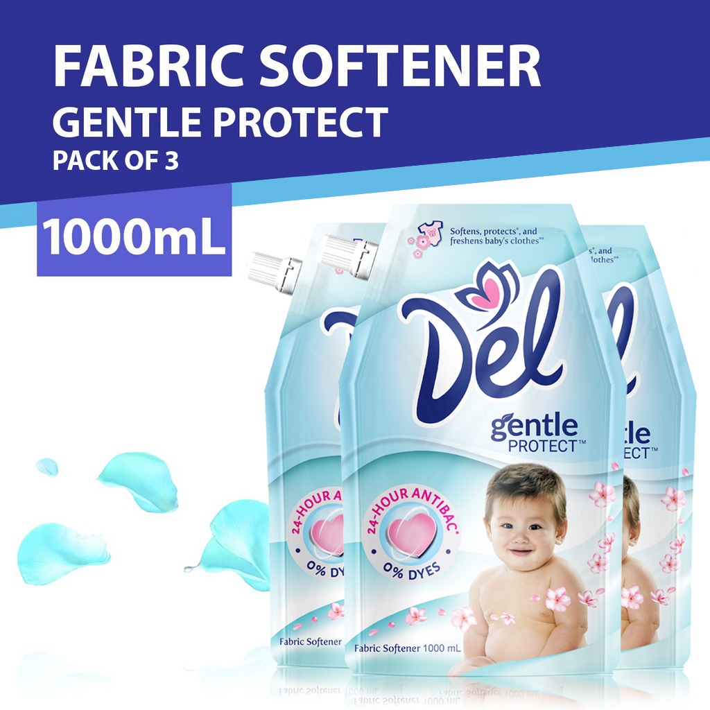 Del Gentle Protect Fabric Softener (1000 mL SUP) x3 | Shopee Philippines