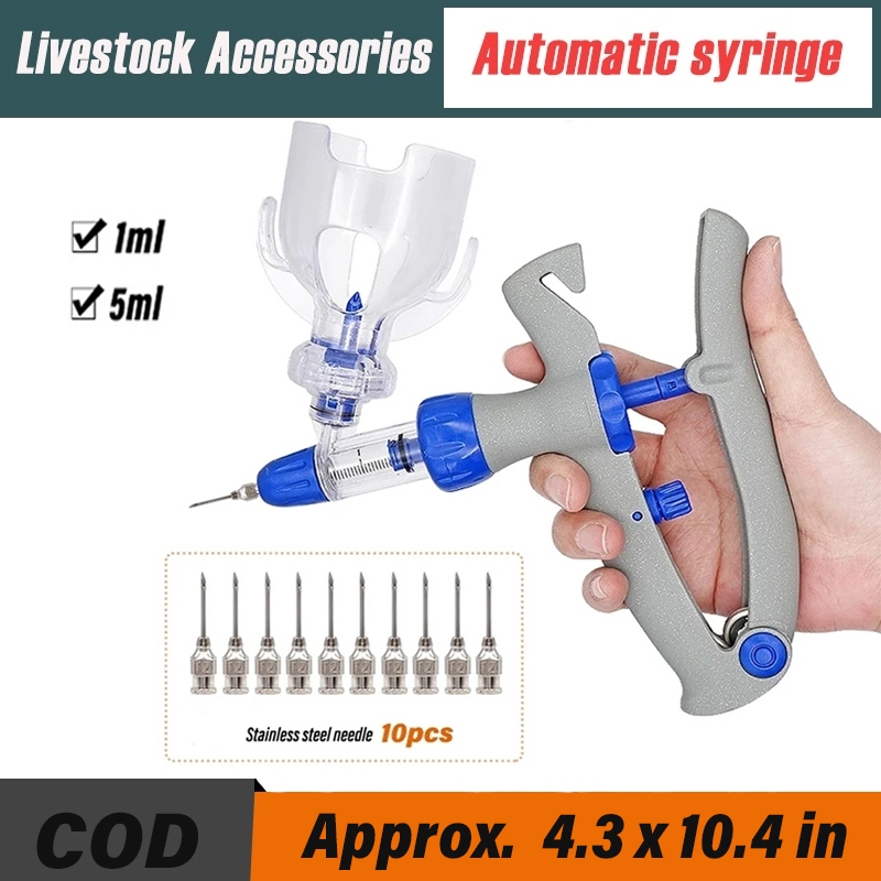 1ML/5ML Hand-held Veterinary Syringe Adjustable Vaccine Injector for ...