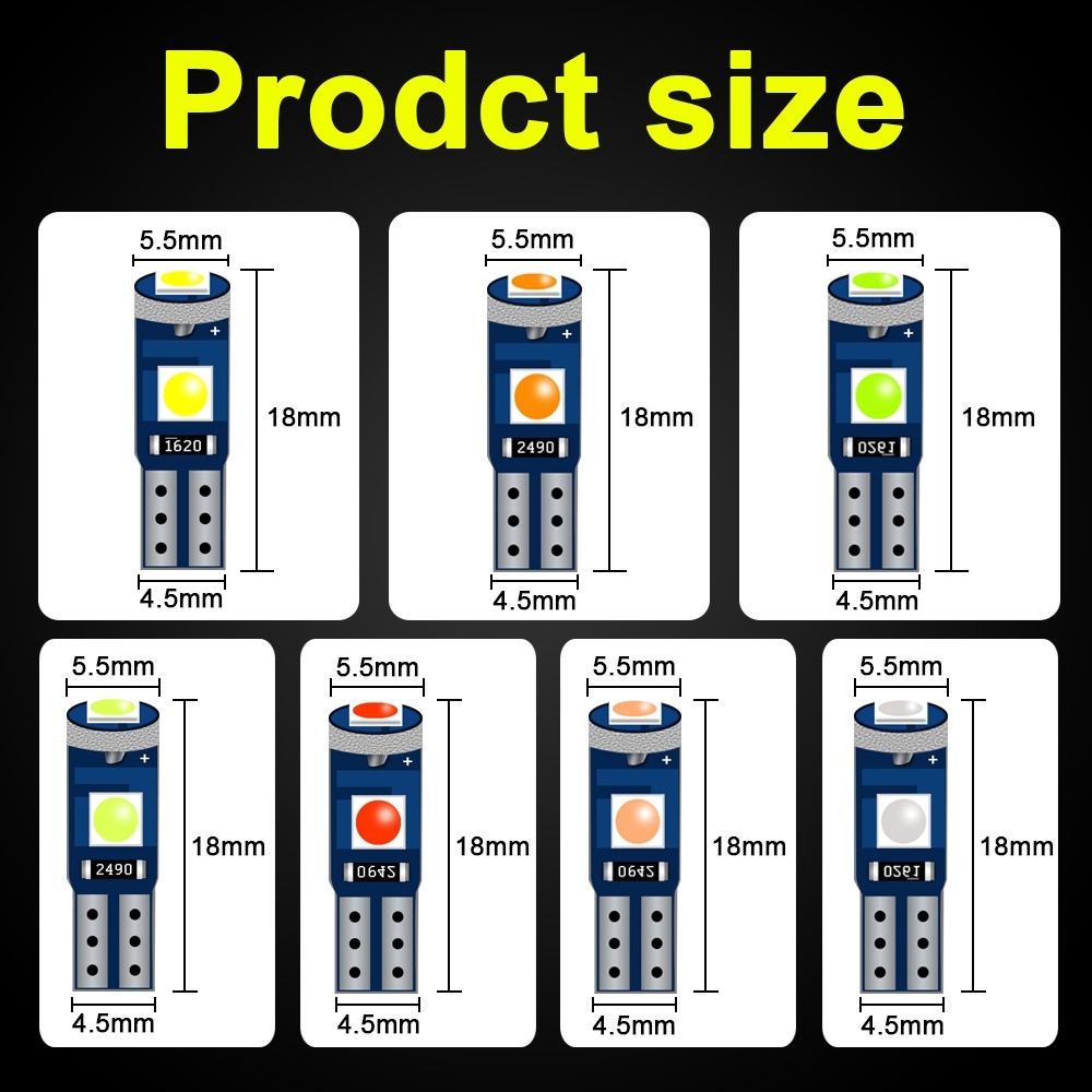 10Pcs T5 Led Bulb W3W W1.2W Led Canbus Car Interior Lighting Dashboard Warming Indicator Wedge ...