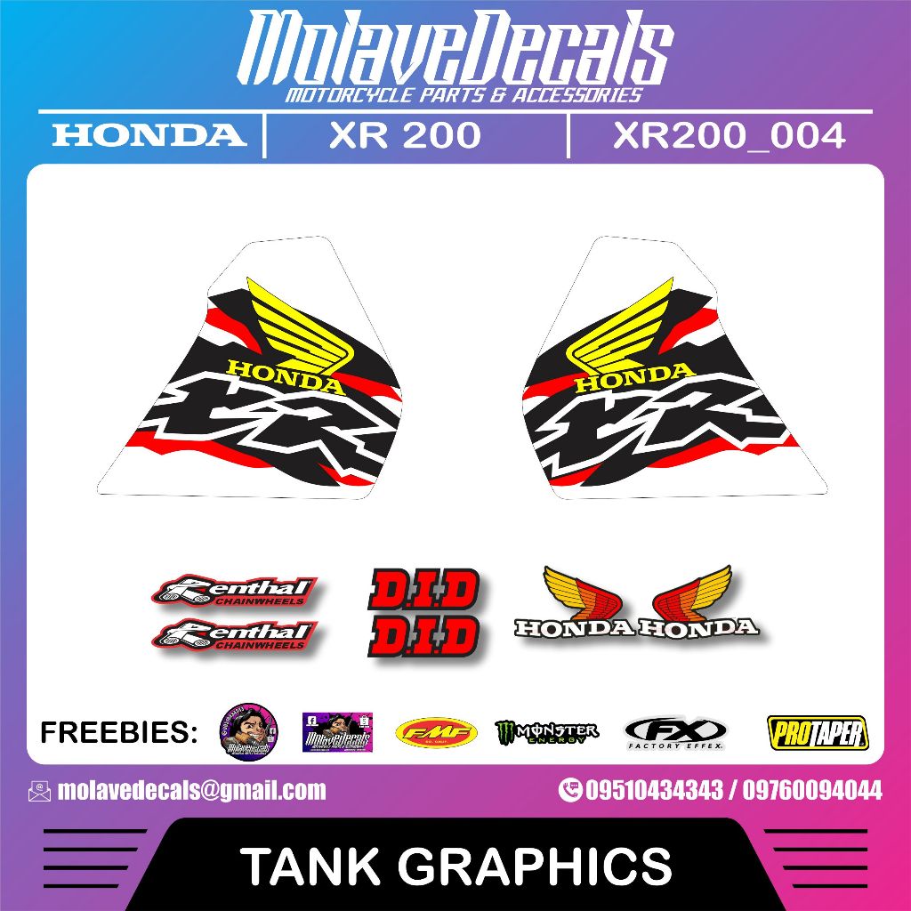 HONDA XR 200 STOCK TANK DECALS | XR200_013 | Shopee Philippines