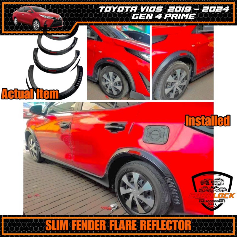Toyota Vios 2019 - 2025 Slim Fender Flare with Reflector | Shopee ...