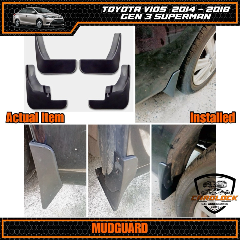 Toyota Vios 2014 - 2018 Mudguard Splash Guard 4pcs | Shopee Philippines