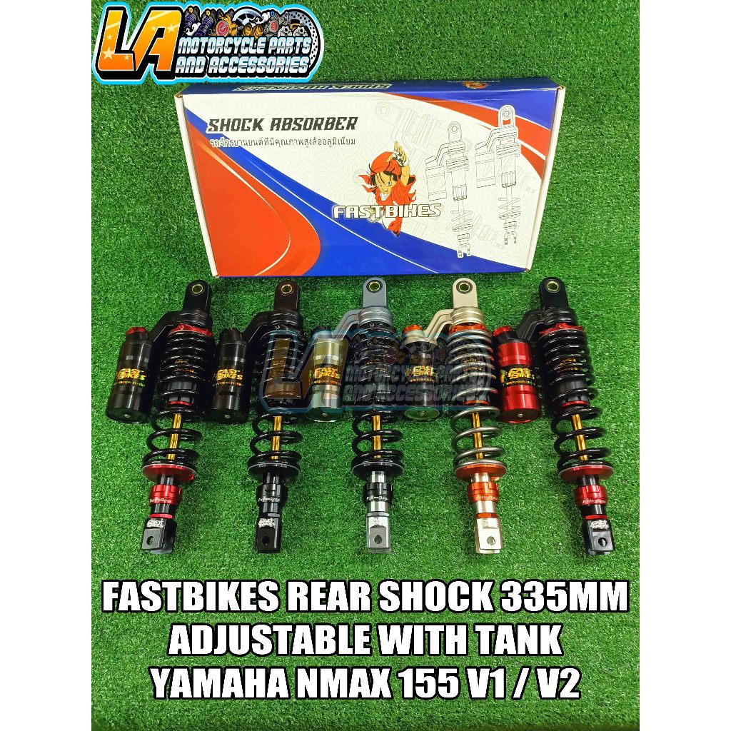 FASTBIKES REAR SHOCK WITH TANK - 335MM ADJUSTABLE - YAMAHA NMAX 155 V1 ...