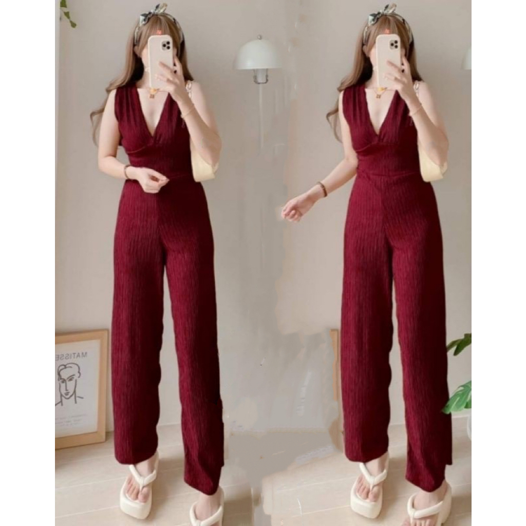 NEW fashion koren Jelyne Jumpsuit Barkcrepe|plain fits small-large ...