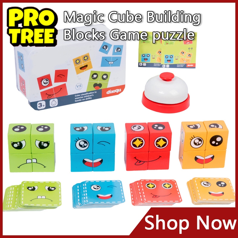 NEW 60pc Cards Wooden Face-Changing educational Magic Cube Building ...