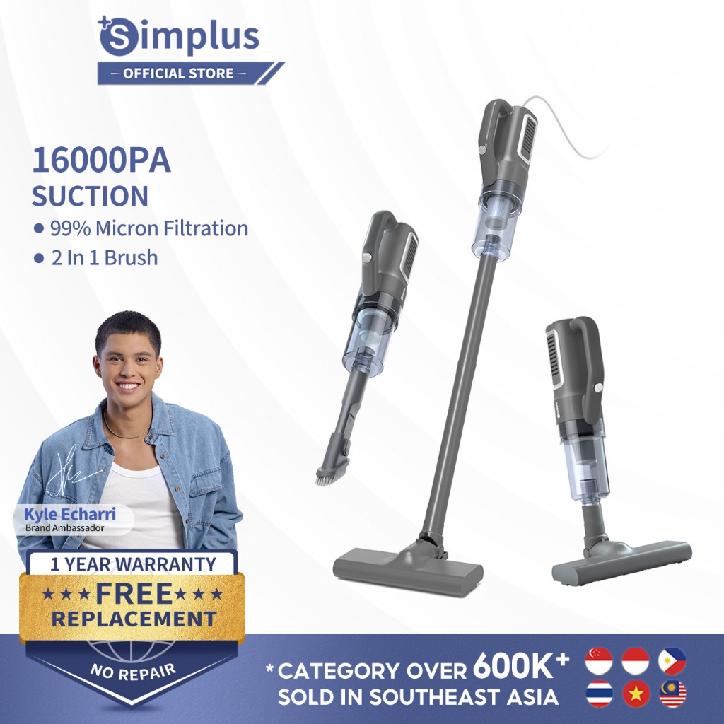 Simplus Vacuum Cleaner 16000Pa Strong Suction 3 in 1 Portable Handheld ...