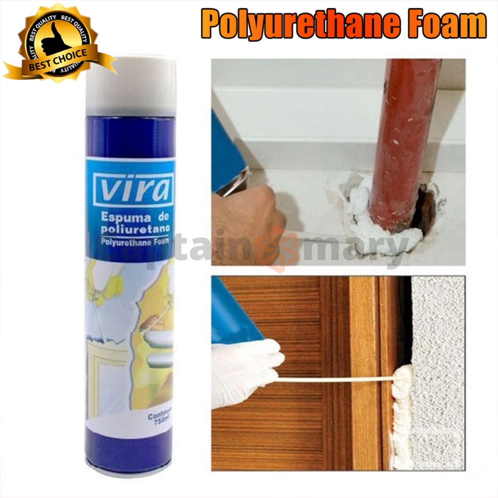 Polyurethane Foam PU Foam Spray 750ml Fills Gaps Around Pipes Vents Cracks And Joints | Shopee ...