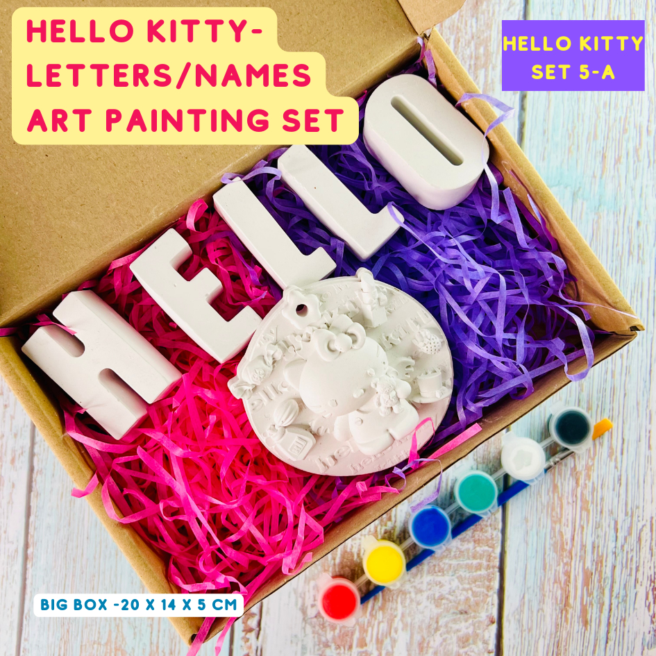 HELLO KITTY 5-A LETTERS AND NAME PLASTER PAINTING SET/ PARTY GIVEAWAYS ...