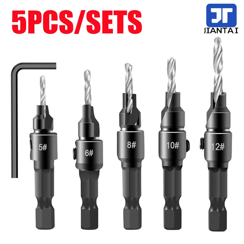 5pcs HSS Drill Bit Countersink Drill Woodworking Drill Bit Set Drilling ...