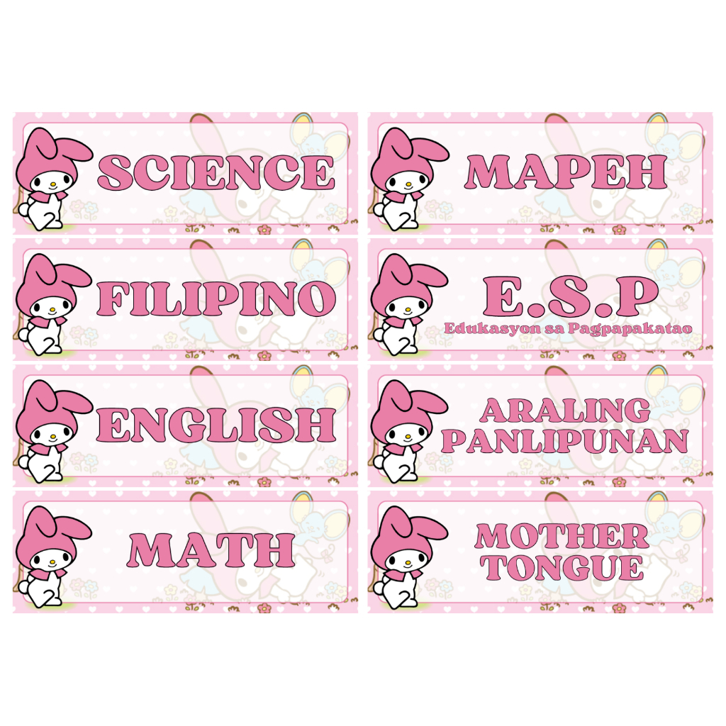 Subject Stickers 8pcs per set / Kuromi / Barbie / Melody / Bini design ...