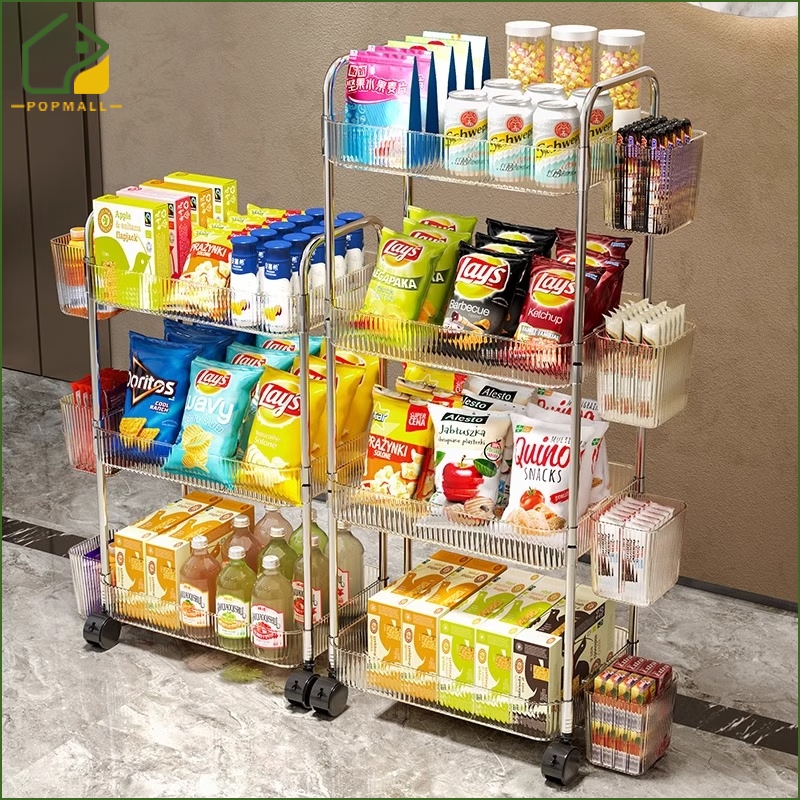 POP Trolley Cart Organizer Rack With Basket Acrylic Utility Storage ...