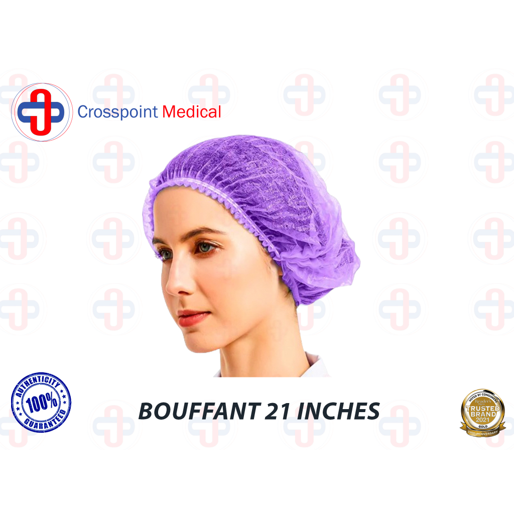 Crosspoint Disposable Bouffant Cap 21 Inch Headcap 100's | Shopee ...