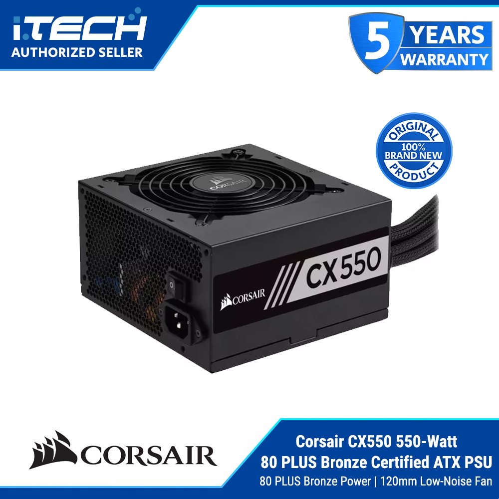 Corsair CX550 | 550 Watt 80 Plus Bronze Certified ATX PSU For Desktop ...