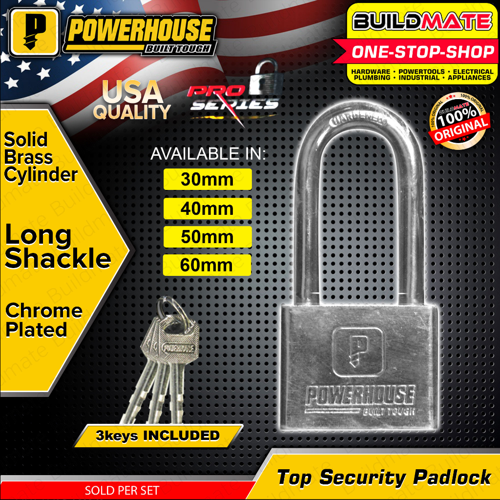 Buildmate x POWERHOUSE Top Security Padlock LONG Shackle 30MM - 60MM ...
