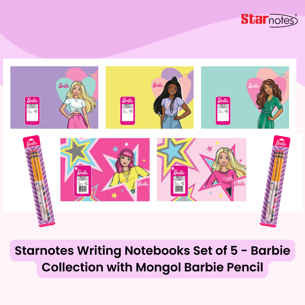Starnotes Writing Notebooks Set of 5 - Barbie Collection with Mongol ...