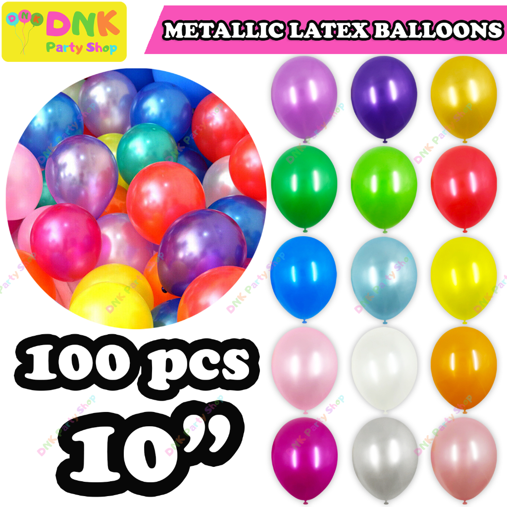 100 pcs Size 10" inch Balloons Regular Metallic Pearl Rubber Latex ...