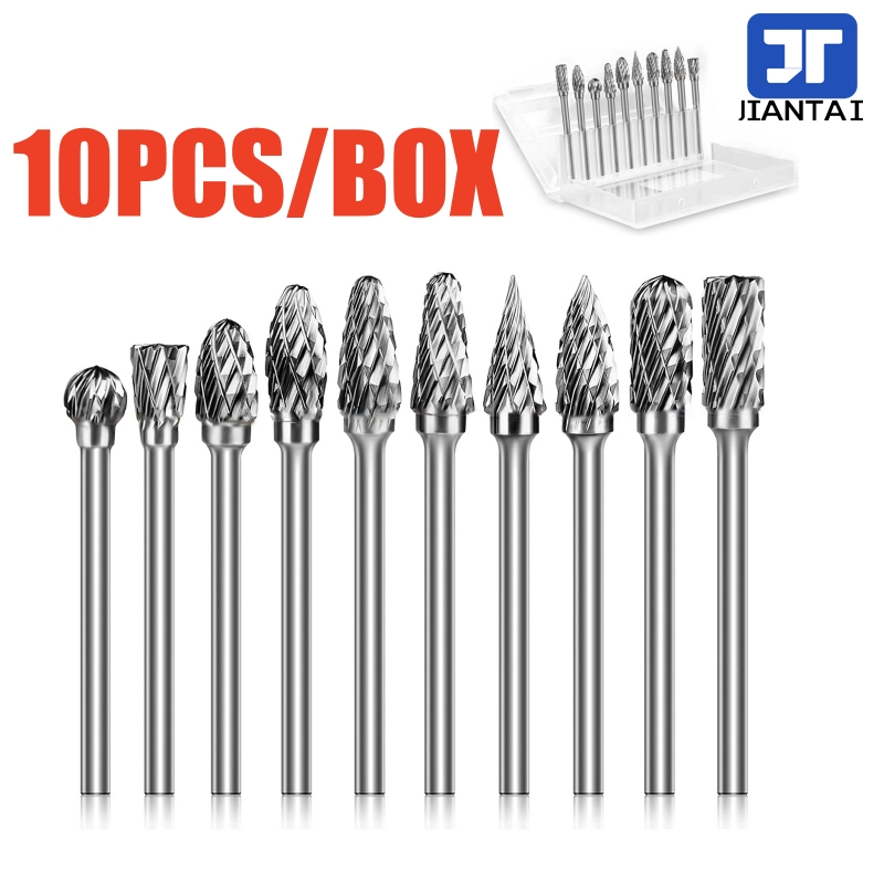10pcs 3mm Shank Tungsten Carbide Milling Cutter Rotary Tool Burr Double ...