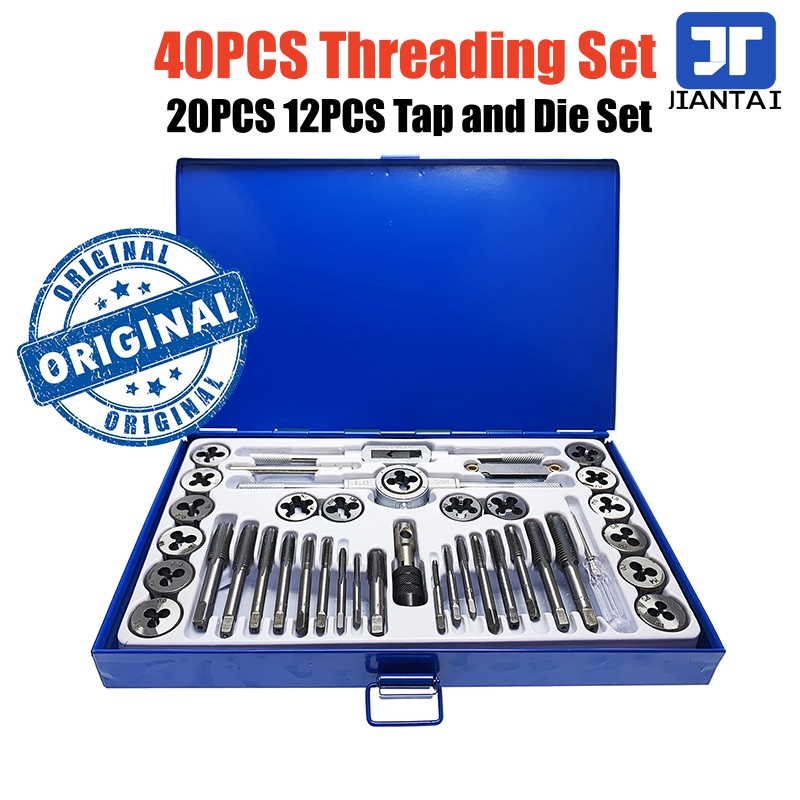 40Pcs Threading Tap and Die Set Metric hand tap set threader tool Adjustable Tap Wrench threader ...