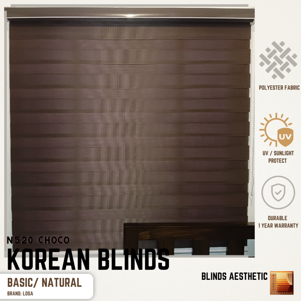 BASIC N520 CHOCO (customize size) KOREAN WINDOW BLINDS 100% HIGH ...