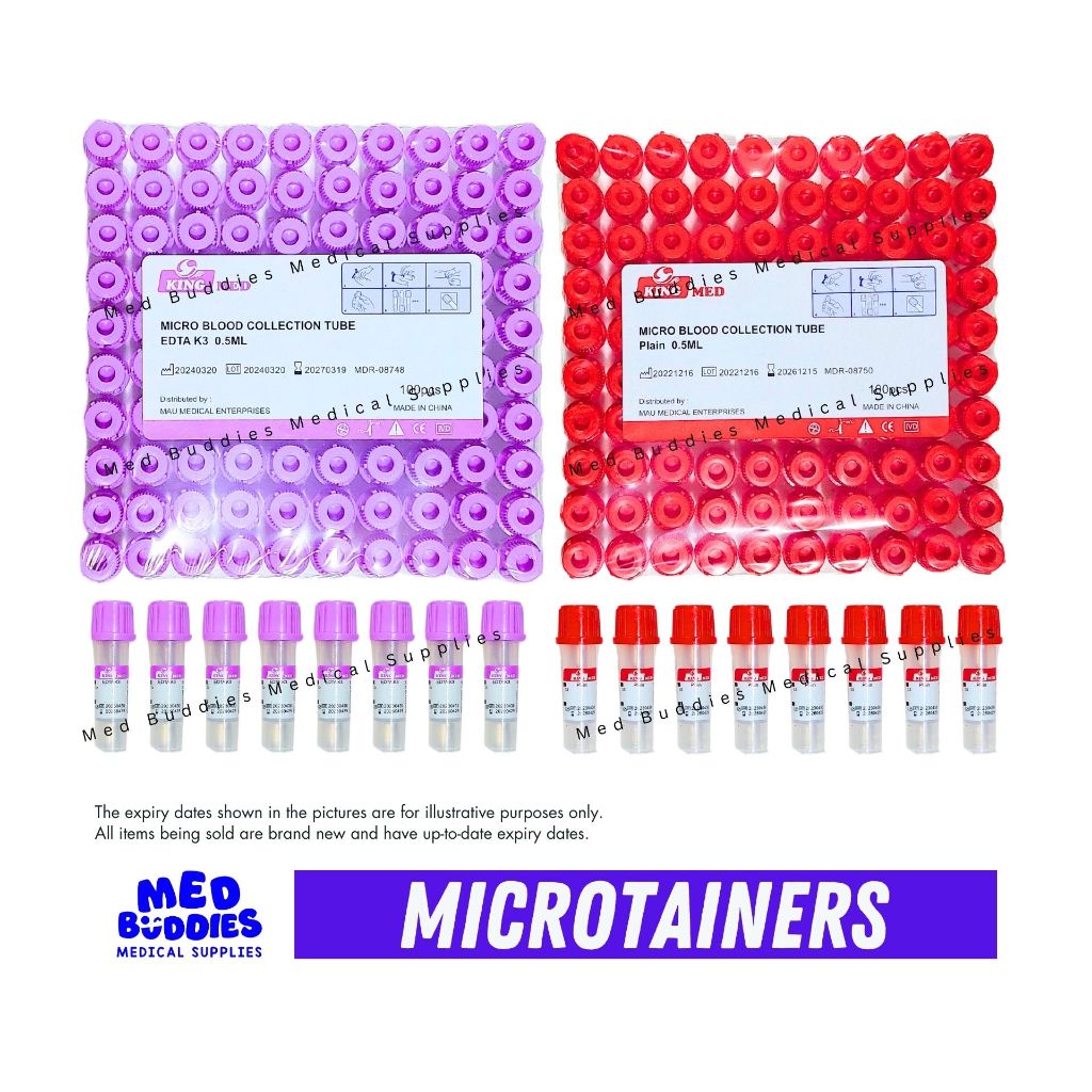 [100 Pieces] Microtainer 0.5 mL Tubes | Purple EDTA Red Top Plain ...