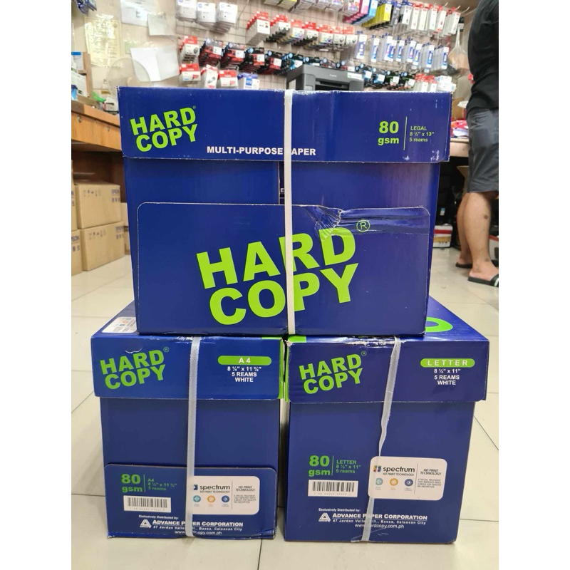 HARDCOPY 80gsm bondpaper 5reams per box (2500pcs) | Shopee Philippines