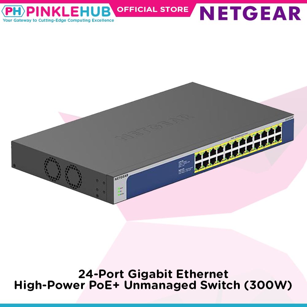 NETGEAR 24-Port Gigabit Ethernet High-Power PoE+ Unmanaged Switch (300W ...