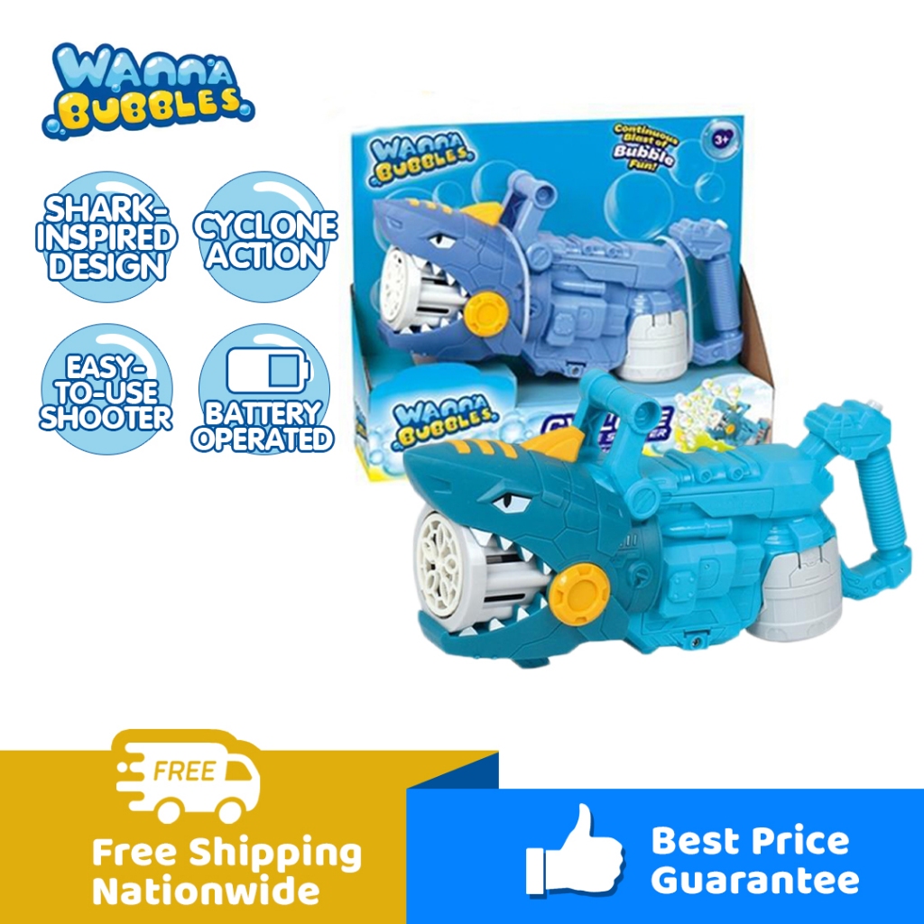 Wanna Bubbles Shark Cyclone Bubble Shooter Toy w/ 50ml Bubble Solution ...